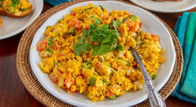 Akuri Recipe for Parsi Style Scrambled Eggs & Tomato & Coriander
