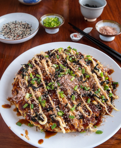 Okonomiyaki Recipe for the Japanese Cabbage Pancake & Sauce