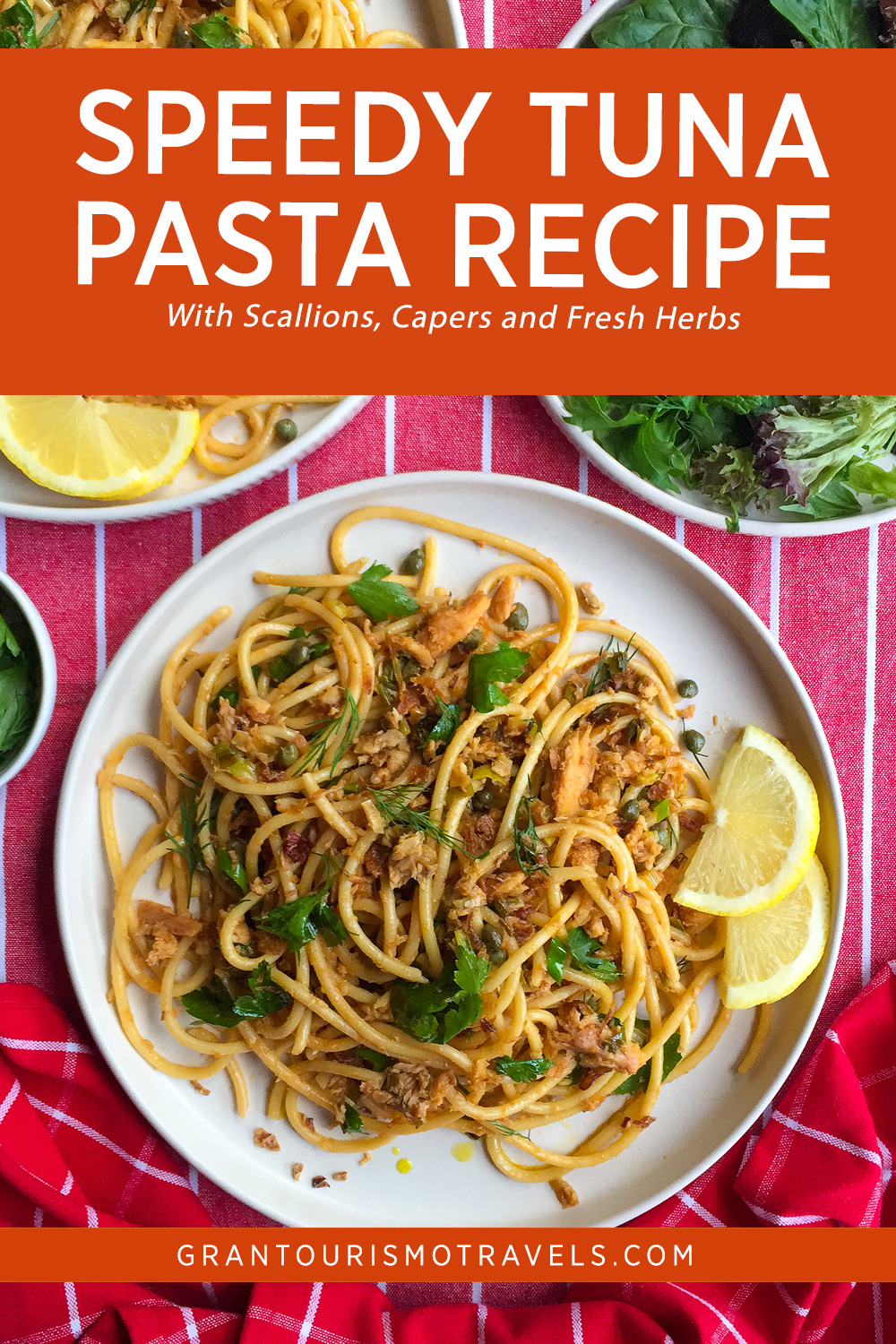 Tuna Pasta Recipe with Scallions, Capers and Fresh Herbs