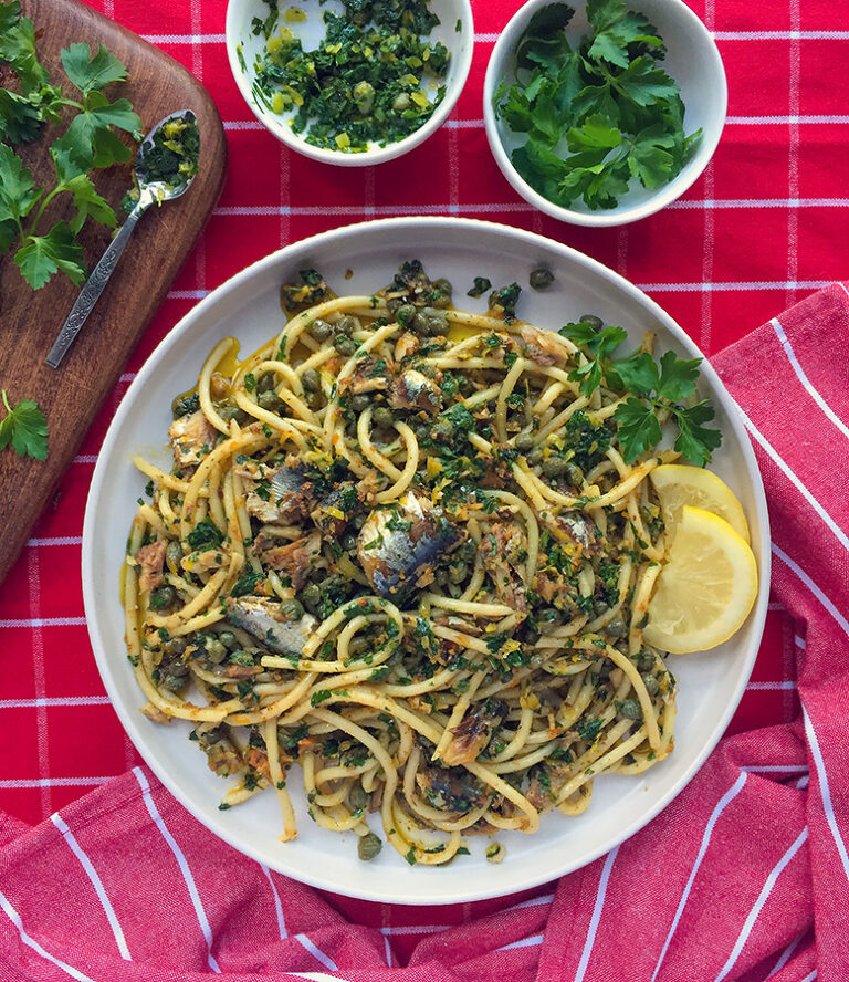 Sardine Pasta Recipe With Caper Gremolata and Pangrattato