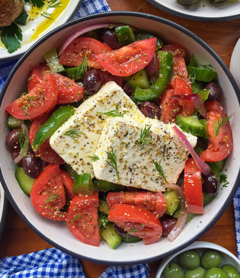 Greek Salad Recipe for Horiatiki or Traditional Greek Village Salad