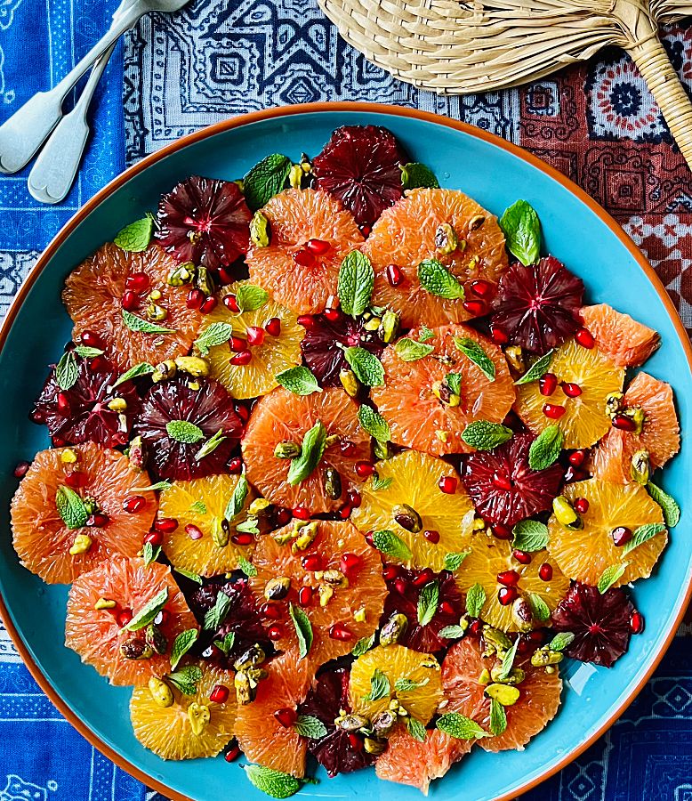 Moroccan Orange Salad Recipe with Mint Pomegranate Pistachios ...